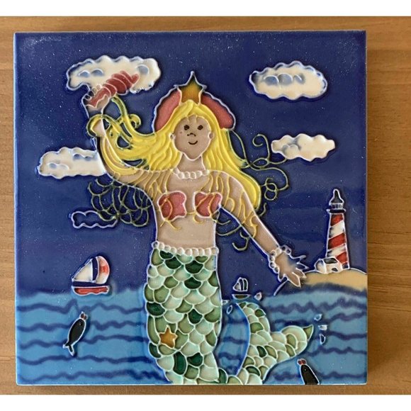 Tile Craft | Wall Decor | Mermaid By The Sea Ocean Decorative Wall Art ...